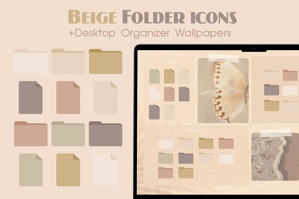 Beige aesthetic Folder Icons - More Desktop Downloads - Folder Icons ...